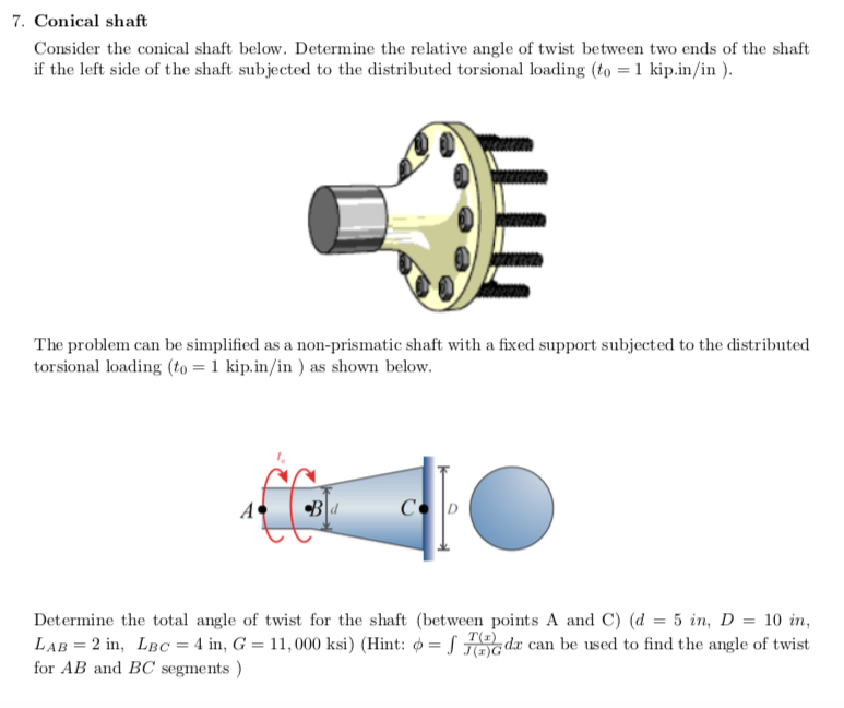 Solved . Conical shaft Consider the conical shaft below. | Chegg.com