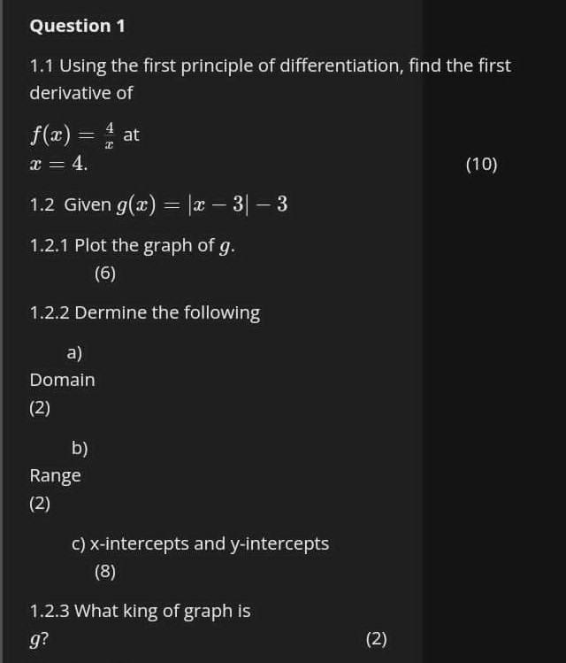 Solved Question 1 1.1 Using the first principle of | Chegg.com