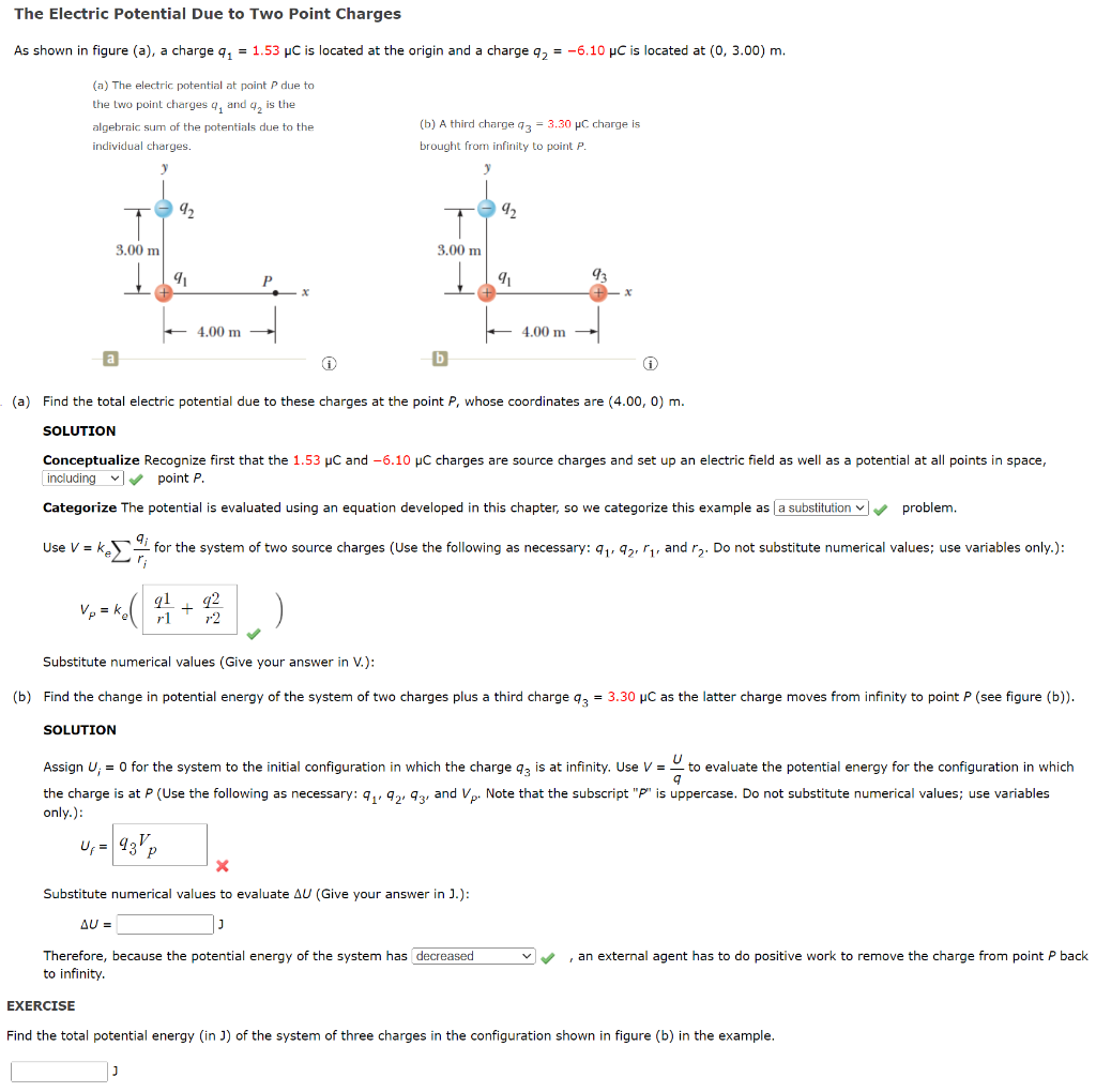 Solved The Electric Potential Due to Two Point Charges As | Chegg.com