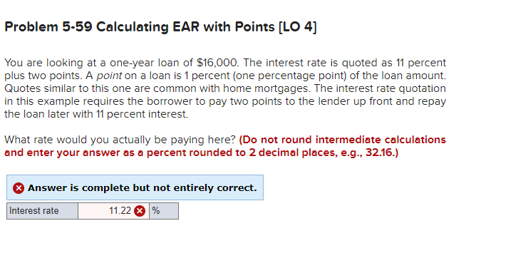 Solved Problem 5-59 Calculating EAR with Points [LO 4] You | Chegg.com