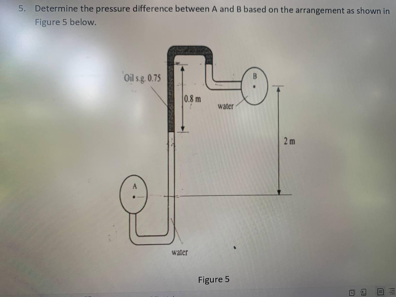 Solved 5. Determine the pressure difference between A and B | Chegg.com