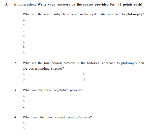 Solved Enumeration: Write your answers on the spaces | Chegg.com