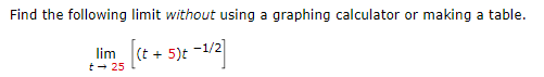 Solved Find the following limit without using a graphing | Chegg.com