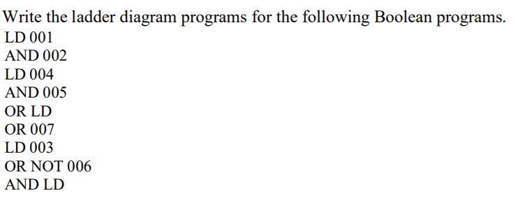 Solved Write the ladder diagram programs for the following | Chegg.com