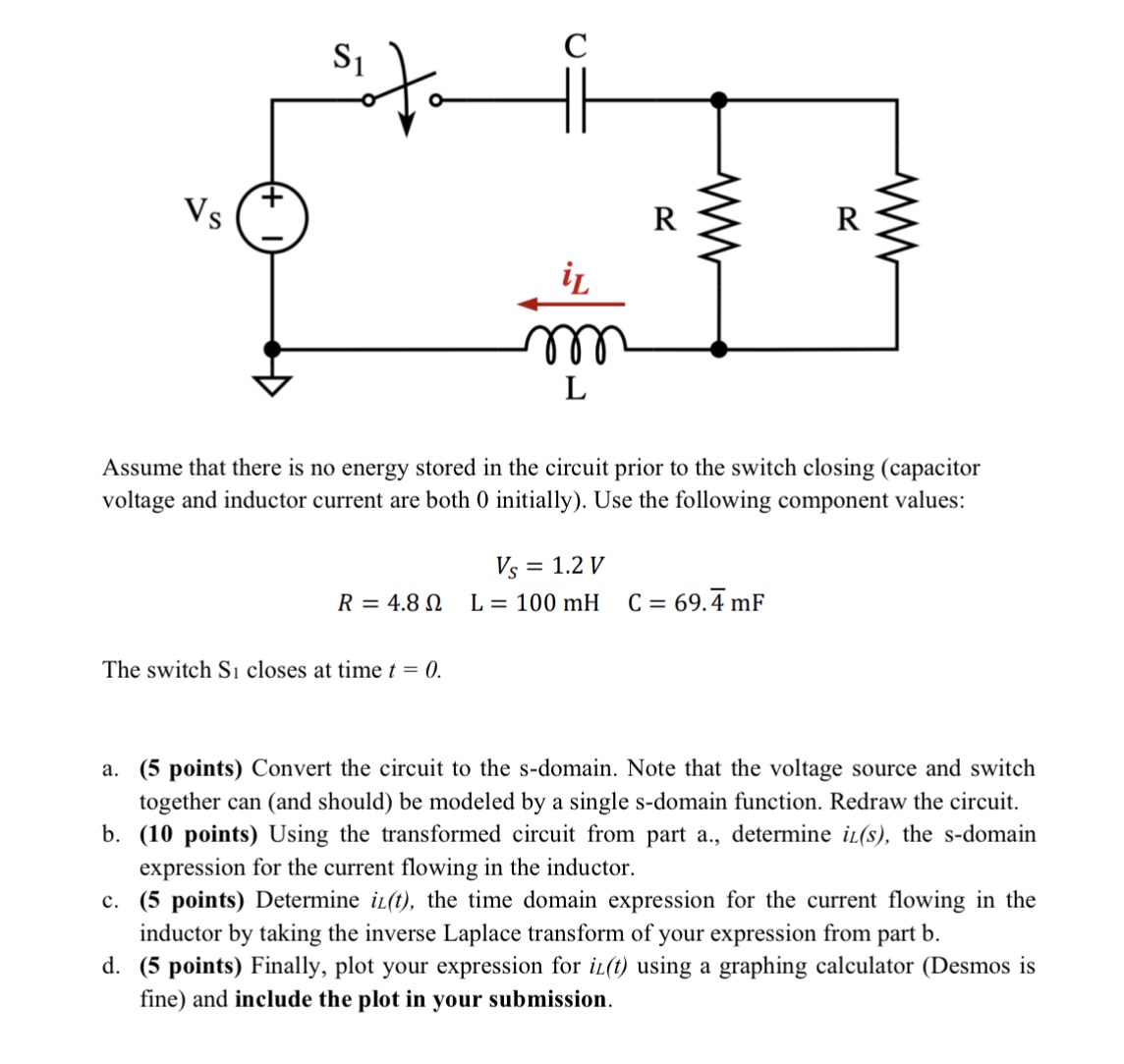 Solved use the rlc circuit to solvee the folowing | Chegg.com