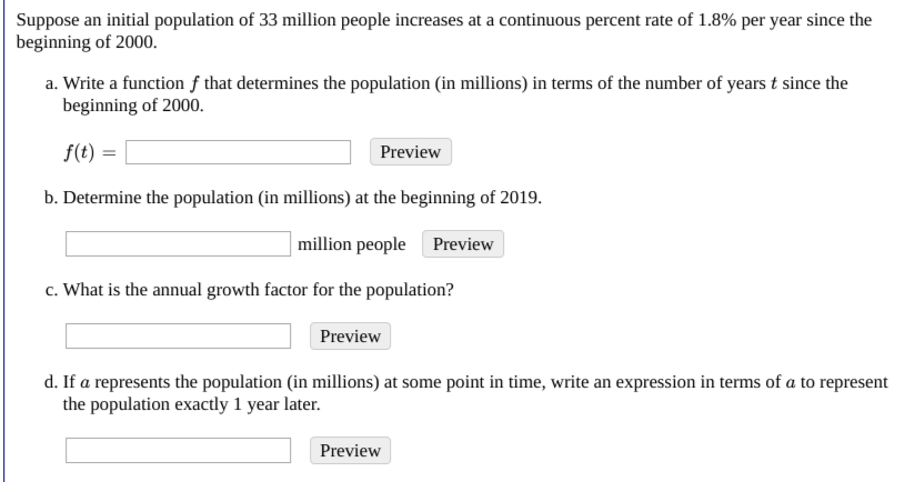 Solved Suppose an initial population of 33 million people | Chegg.com