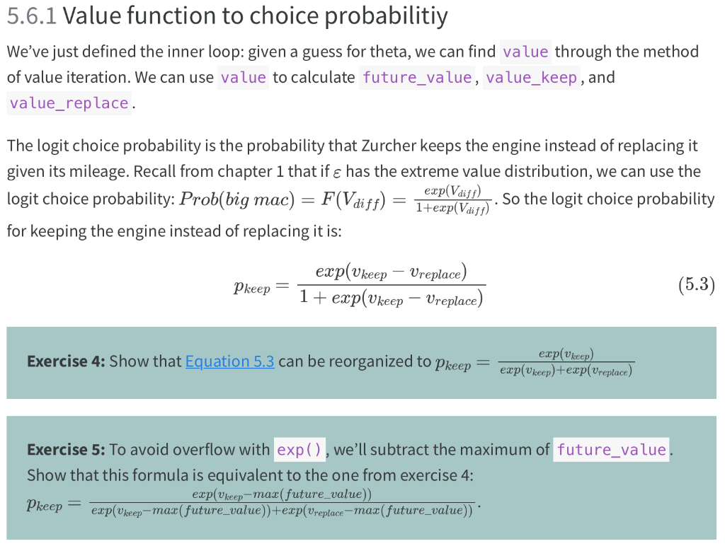 Solved 5.6.1 Value function to choice probabilitiy We've | Chegg.com