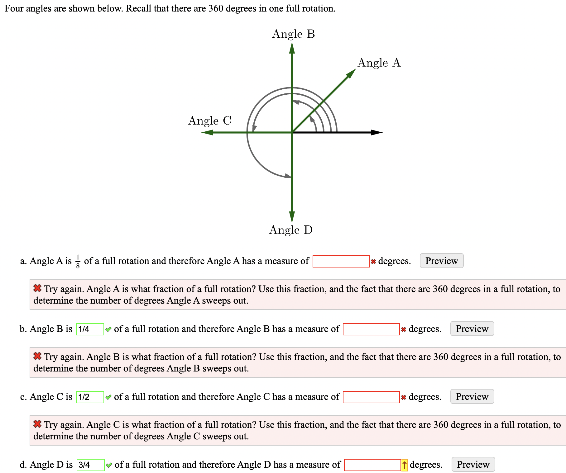 Solved Four Angles Are Shown Below Recall That There Are