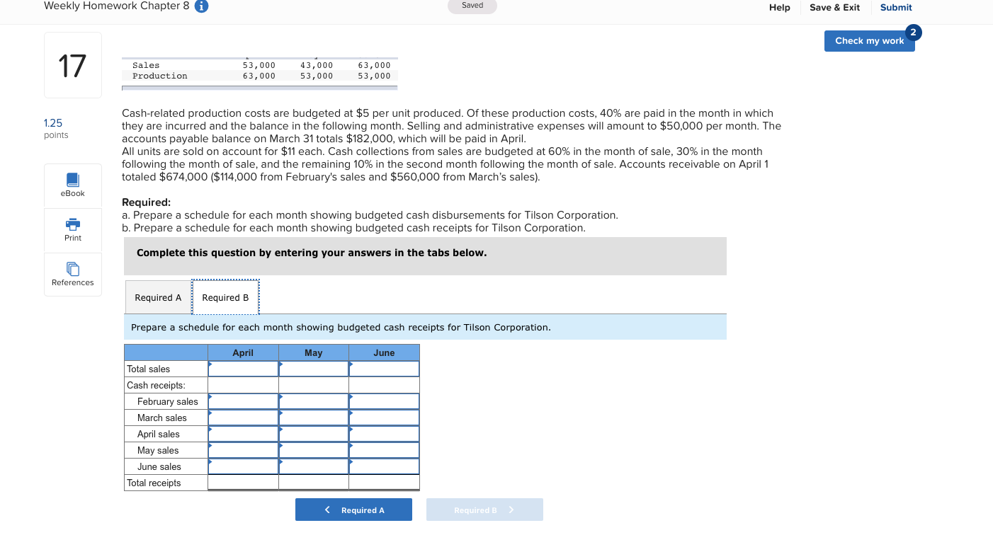 Solved Weekly Homework Chapter 8 i Saved Help Save & Exit | Chegg.com