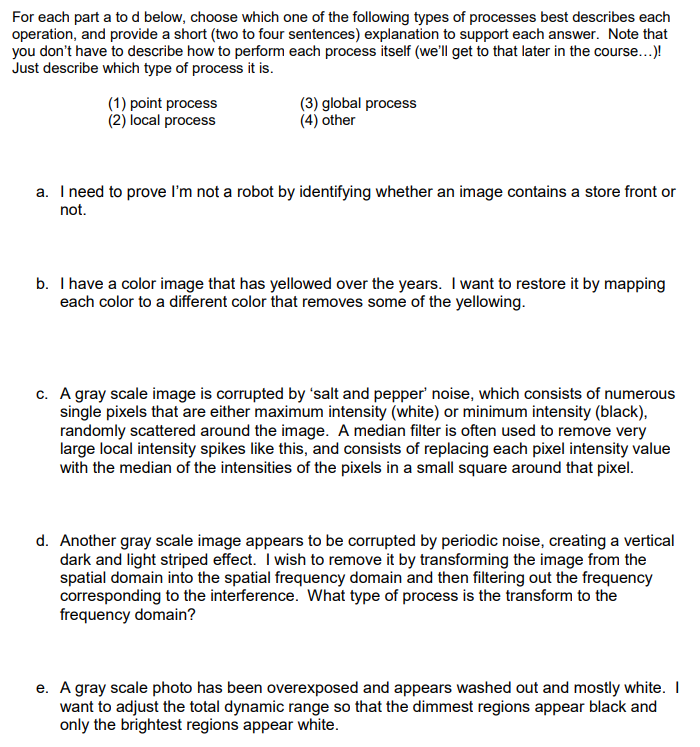 Solved For each part a to d below, choose which one of the | Chegg.com
