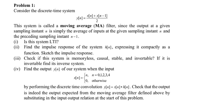 Solved Problem 1: Consider the discrete-time system This | Chegg.com