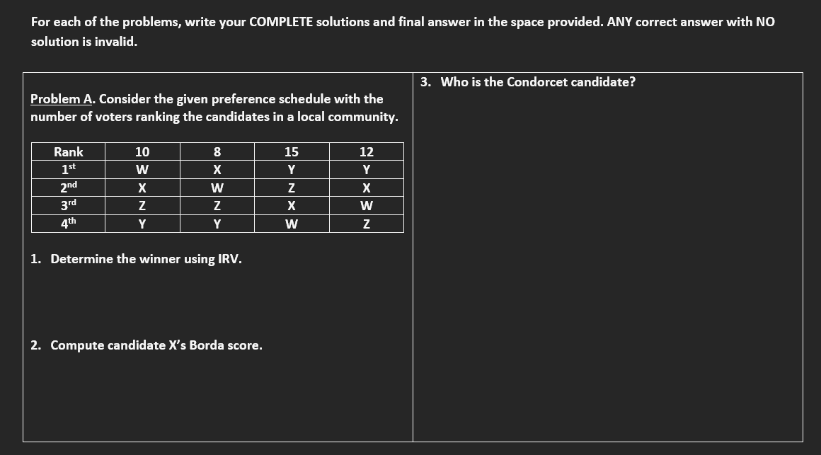 Solved For each of the problems, write your COMPLETE | Chegg.com