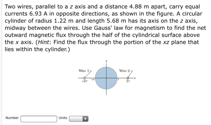 Solved Two wires, parallel to a z axis and a distance 4.88 m | Chegg.com