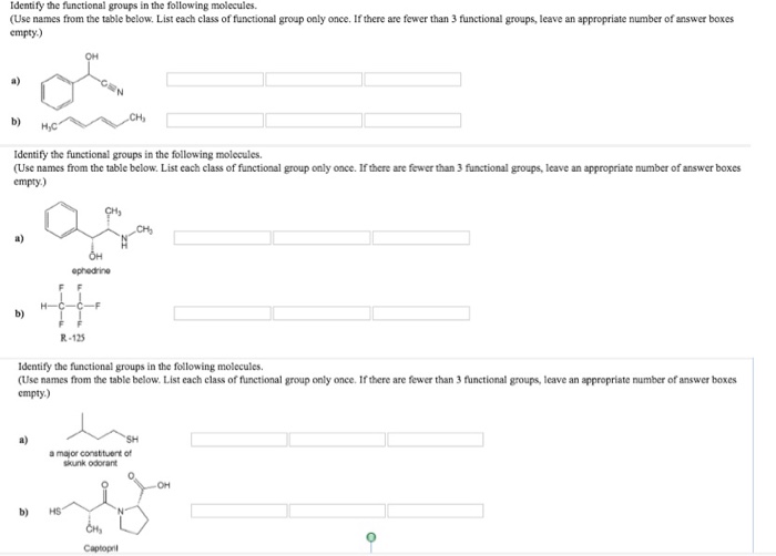 Solved Identify the functional groups in the following | Chegg.com