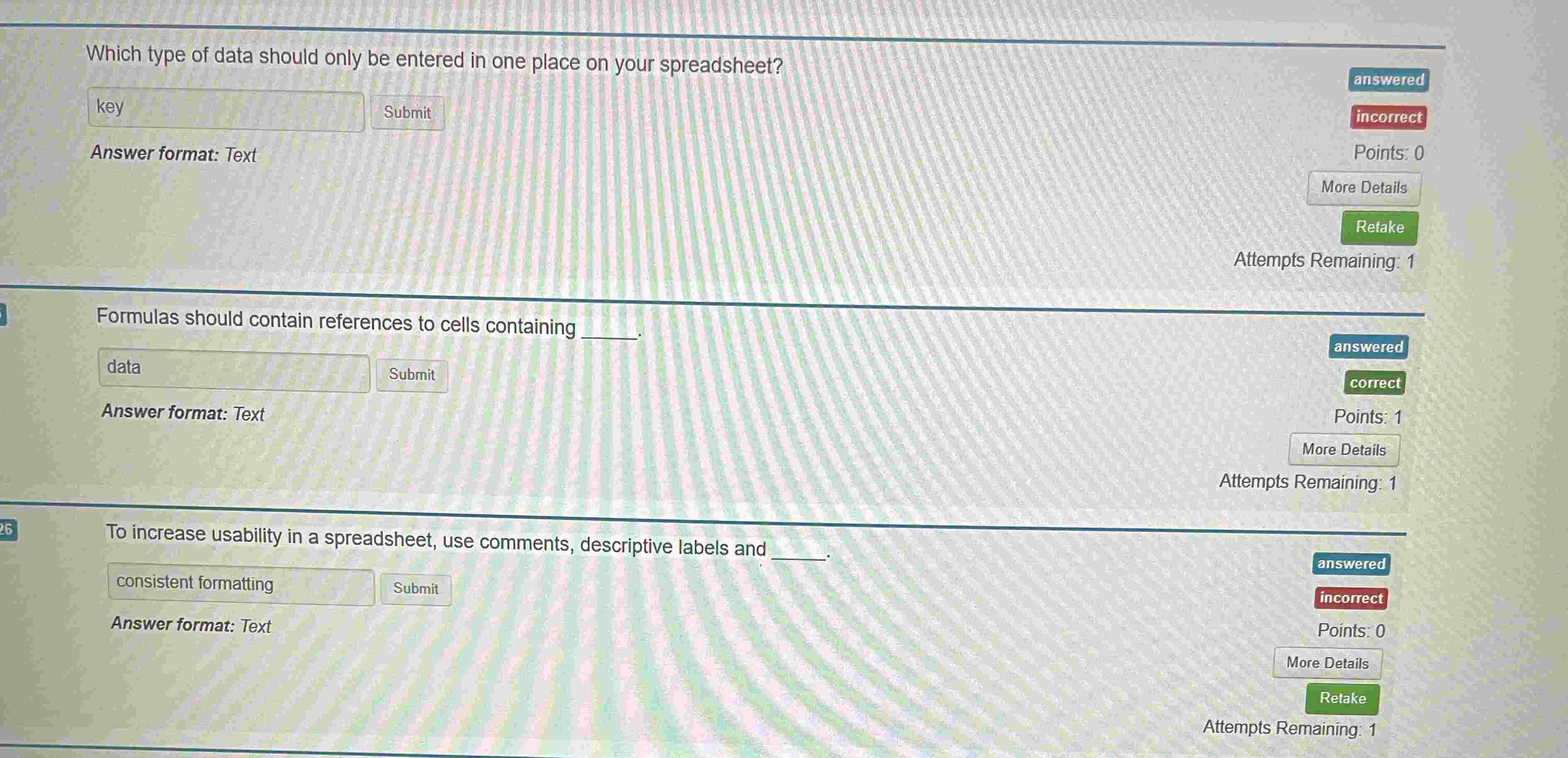 Solved Q1: Which type of data should only be entered in one | Chegg.com