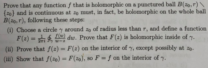 Solved Prove that any function f that is holomorphic on a | Chegg.com