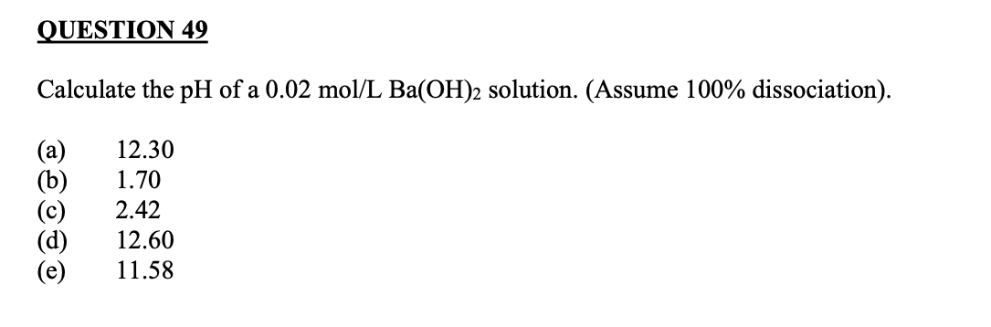 Solved QUESTION 52 What is the pH of an aqueous solution | Chegg.com