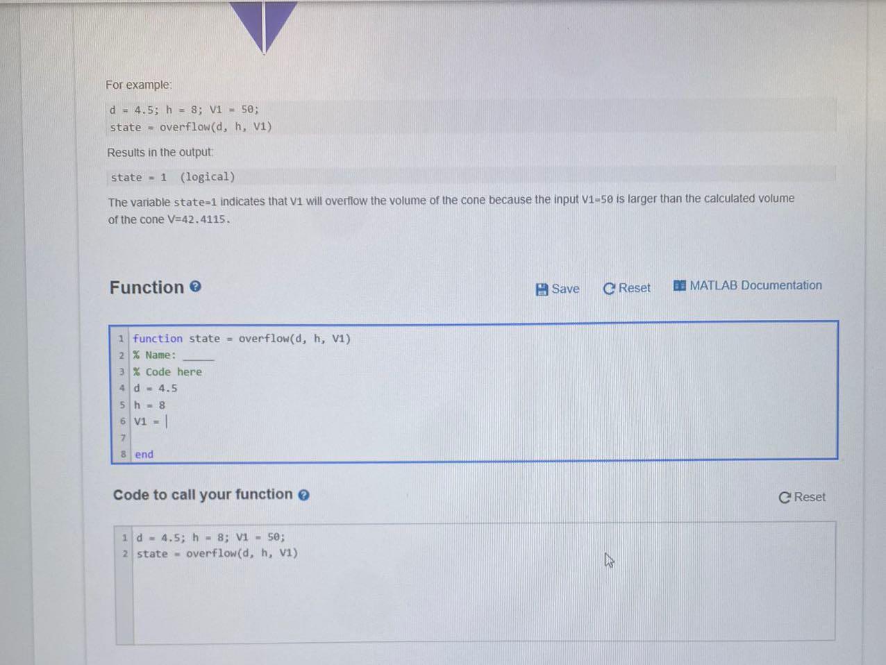 Solved Problem Statement: Cone Overflow The cone of volume V | Chegg.com