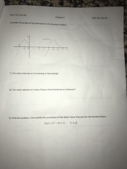 Solved MAT 151 Test #3 Chapter 4 MAT 151 Test #3 Consider | Chegg.com