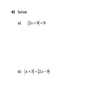 Solved ∣2x+9∣=8∣x+5∣=∣2x−9∣ | Chegg.com