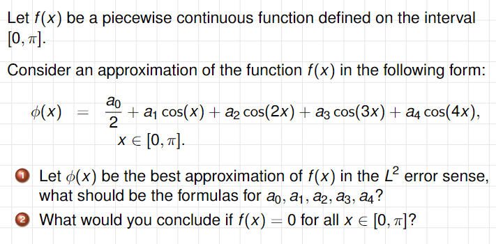 Solved Let f(x) be a piecewise continuous function defined | Chegg.com