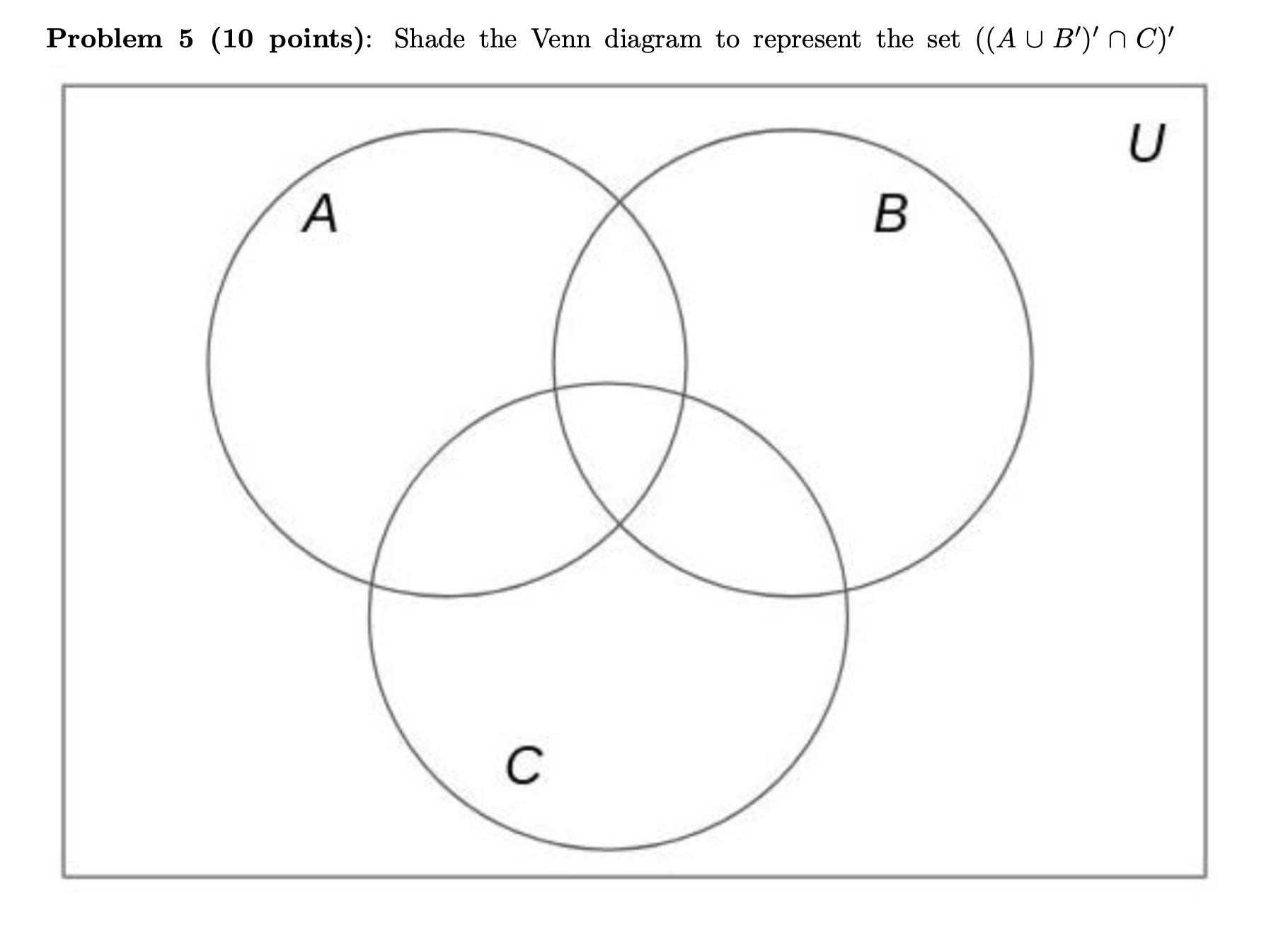Solved Problem 5 (10 points): Shade the Venn diagram to | Chegg.com