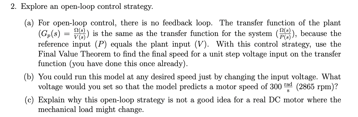 Solved Explore an open-loop control strategy. (a) For | Chegg.com