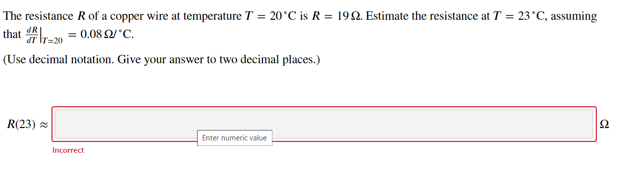 Solved The resistance R of a copper wire at temperature T = | Chegg.com