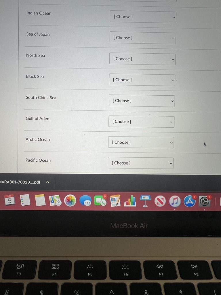 Match the geographic feature with the matching letter | Chegg.com
