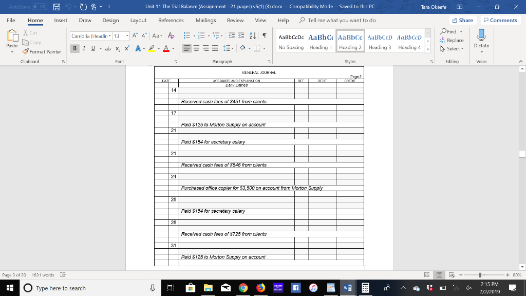 Solved Unit 11 The Trial Balance (Assignment - 21 pages) | Chegg.com