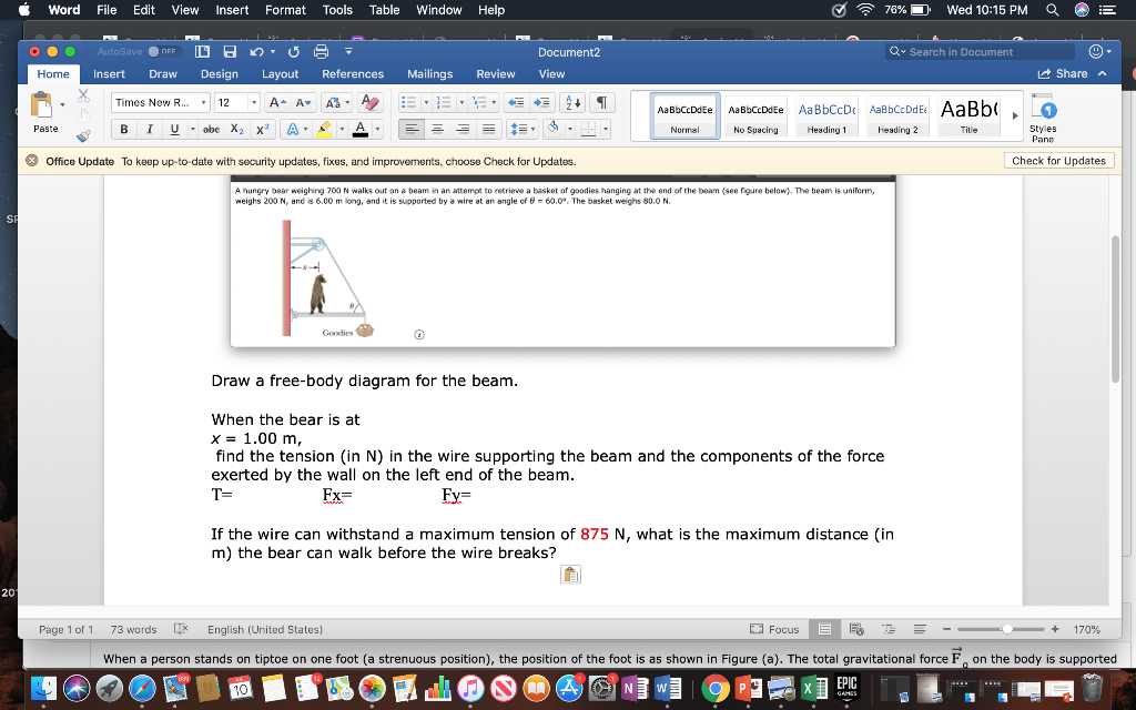 Solved Word File Edit View Insert Format Tools Table Window | Chegg.com