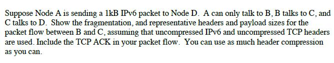 Solved Suppose Node A Is Sending A 1kb Ipv6 Packet To Node