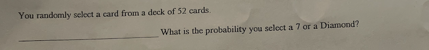 Solved You randomly select a card from a deck of 52 cards. | Chegg.com