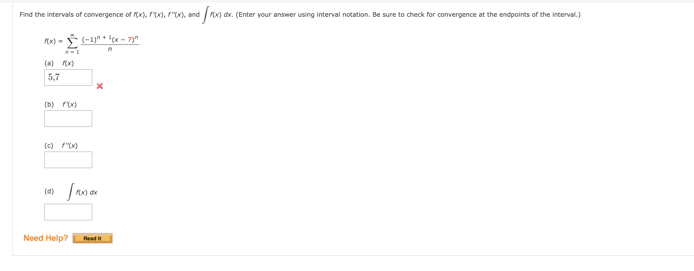 Solved Find the intervals of convergence of | Chegg.com
