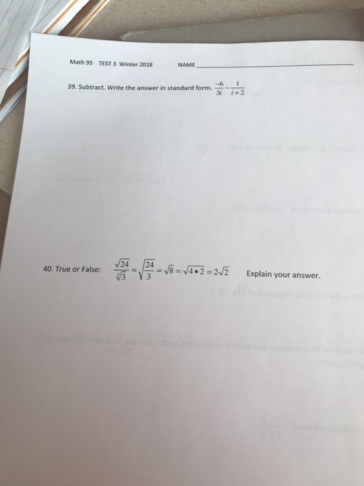 Solved Math 95 TEST 3 Winter 2018 NAME 20. Draw the general | Chegg.com