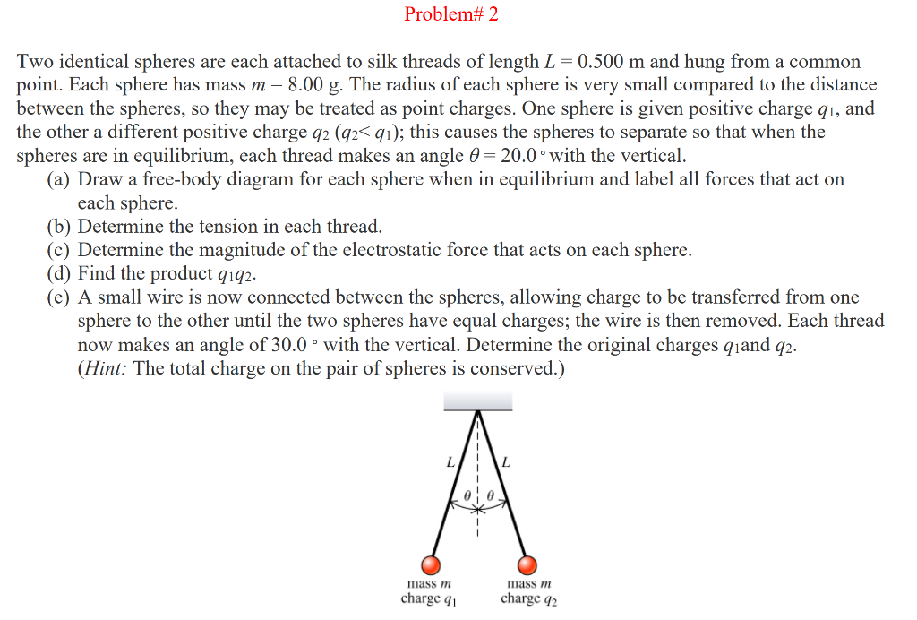 Solved Problem# 2 Two identical spheres are each attached to | Chegg.com