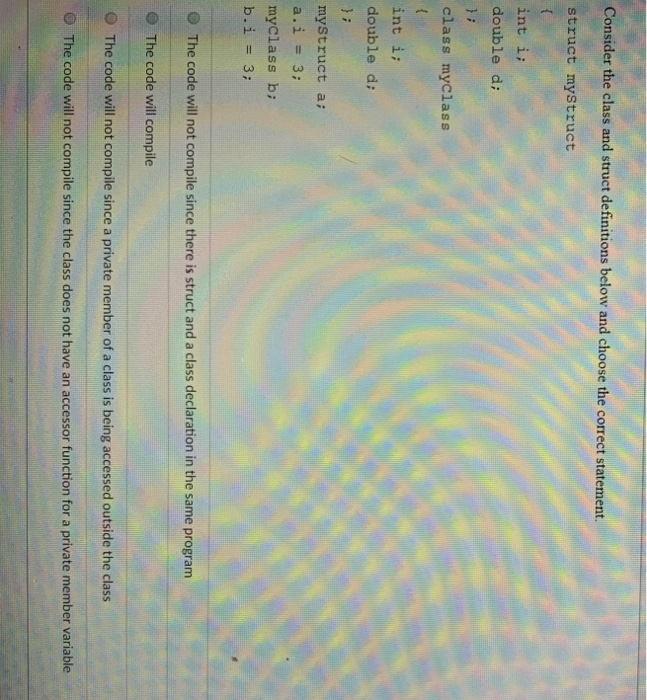 Solved Consider the class and struct definitions below and | Chegg.com Solved Consider the class and struct definitions below and | Chegg.com