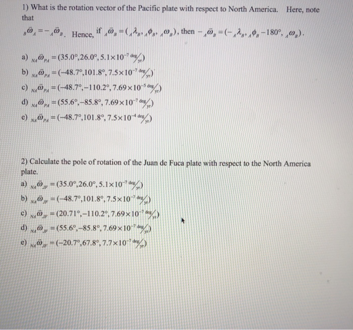 Solved 6 Table 1. Plate Identifiers, Areas, and Euler Poles | Chegg.com