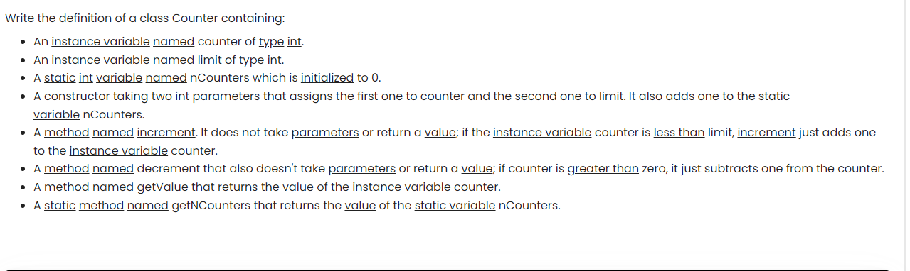 Solved Write the definition of a class Counter containing: - | Chegg.com