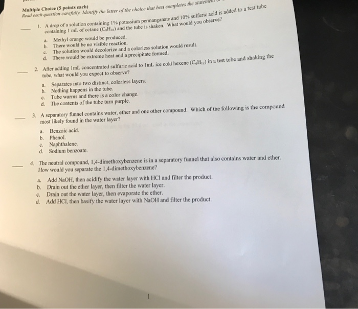Solved Multiple Choice (5 points each) Oead cach question | Chegg.com