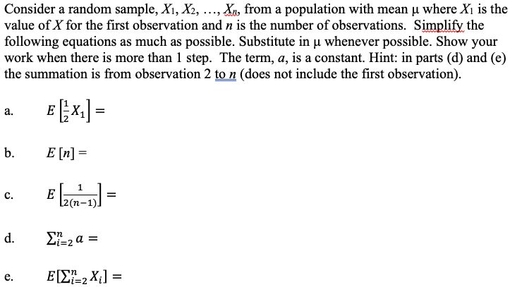 Solved Consider a random sample, X1, X2, ..., Xn, from a | Chegg.com