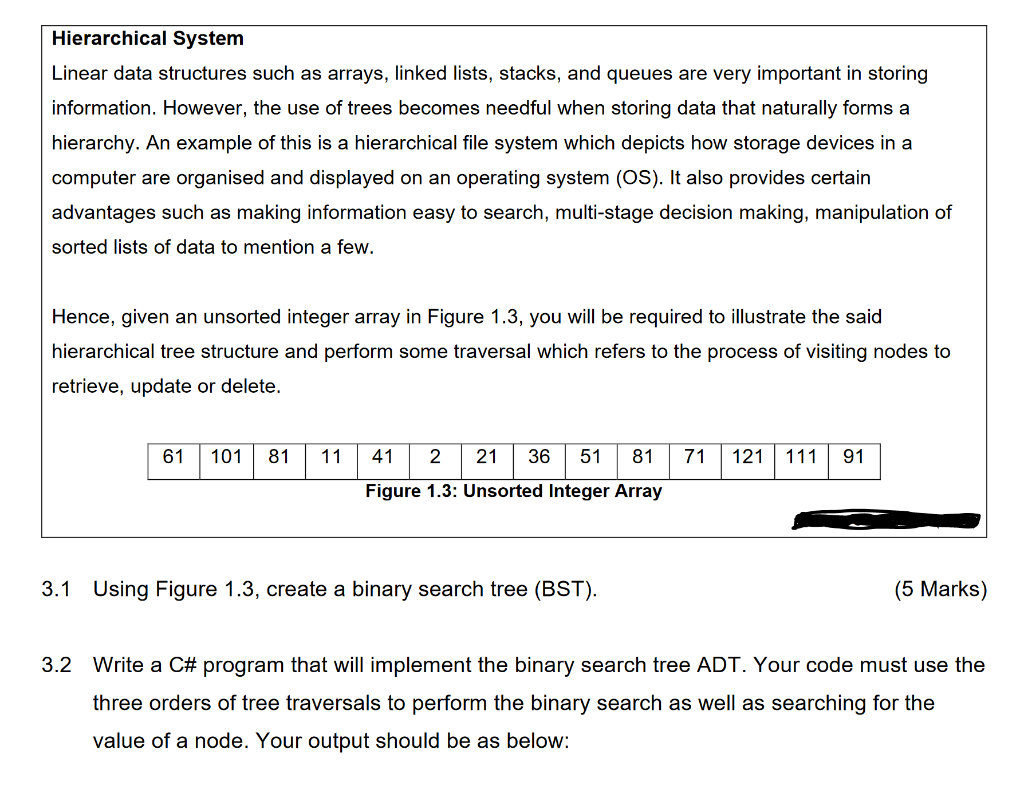 Solved Hierarchical System Linear data structures such as | Chegg.com