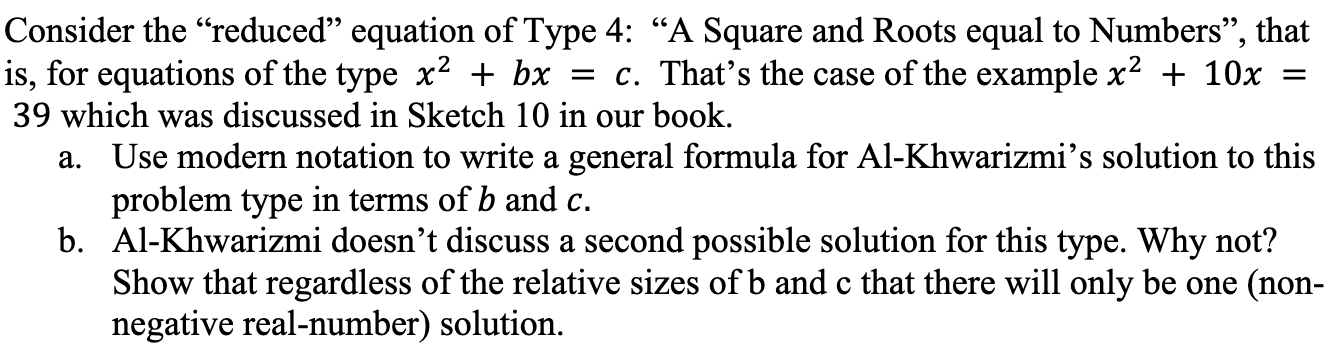 Solved Consider the "reduced" equation of Type 4: "A Square | Chegg.com