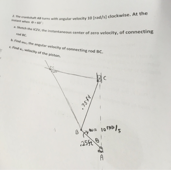 Solved 2. The crankshaft AB turns with angular velocity | Chegg.com