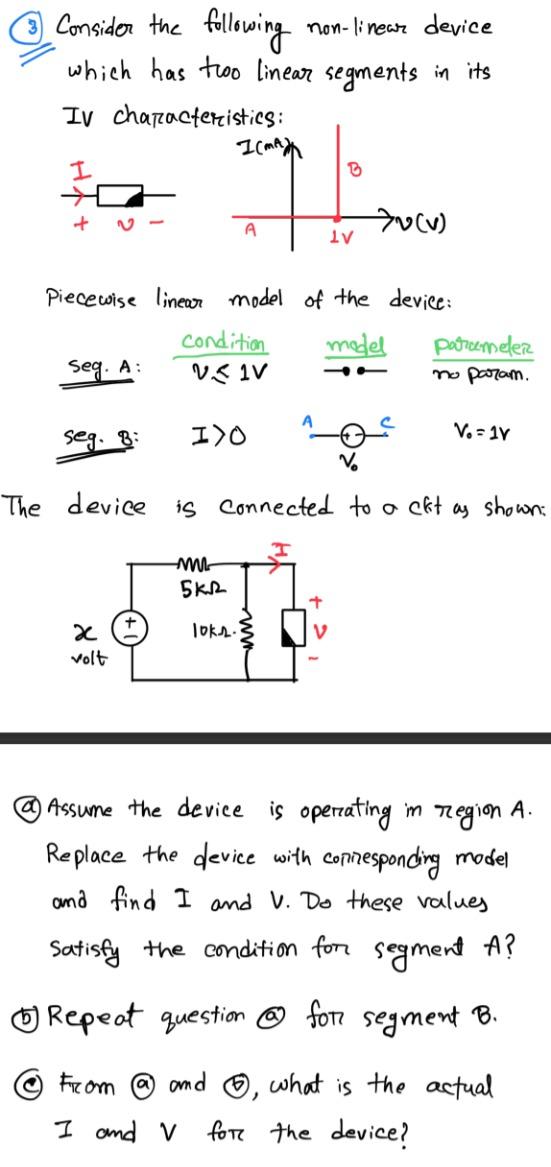 Solved (3) Consider the following non-linear device which | Chegg.com