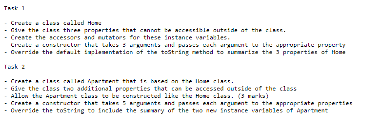 Solved Task 1 - Create a class called Home Give the class | Chegg.com