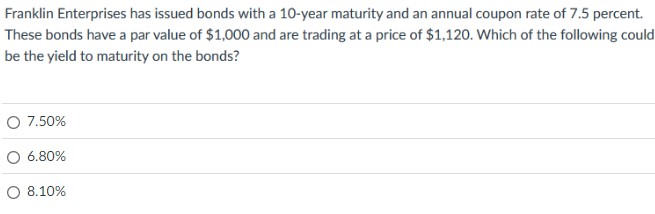 Solved Franklin Enterprises has issued bonds with a 10-year | Chegg.com