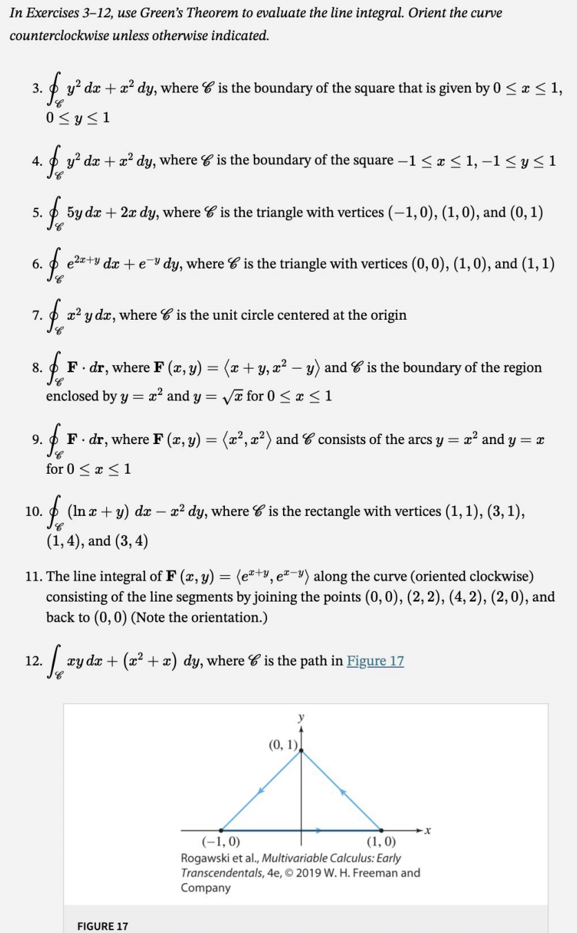Solved In Exercises 3-12, use Green's Theorem to evaluate | Chegg.com
