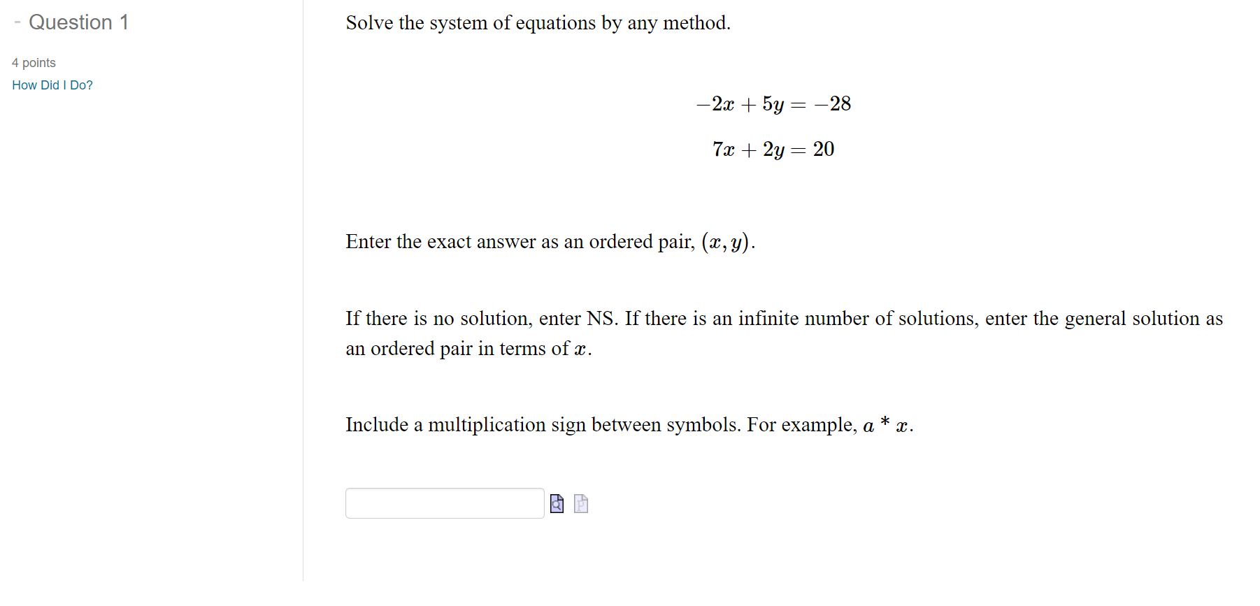 Solved Solve the system of equations by any method. | Chegg.com