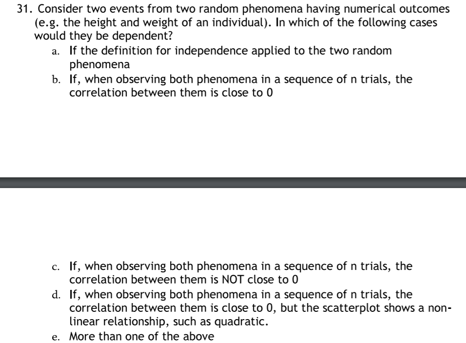 Solved 31. Consider two events from two random phenomena | Chegg.com